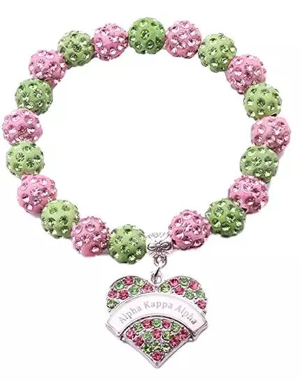 Alpha Kappa Alpha Bling Heart Charm Bracelet – Pretty Pleze