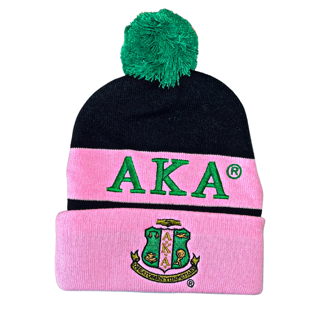 Alpha Kappa Alpha Knit Embroidered Beanie Hat Black – Pretty Pleze